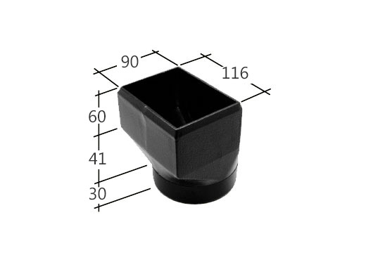 102x76mm Rectangle Drain Connector (slip socket)