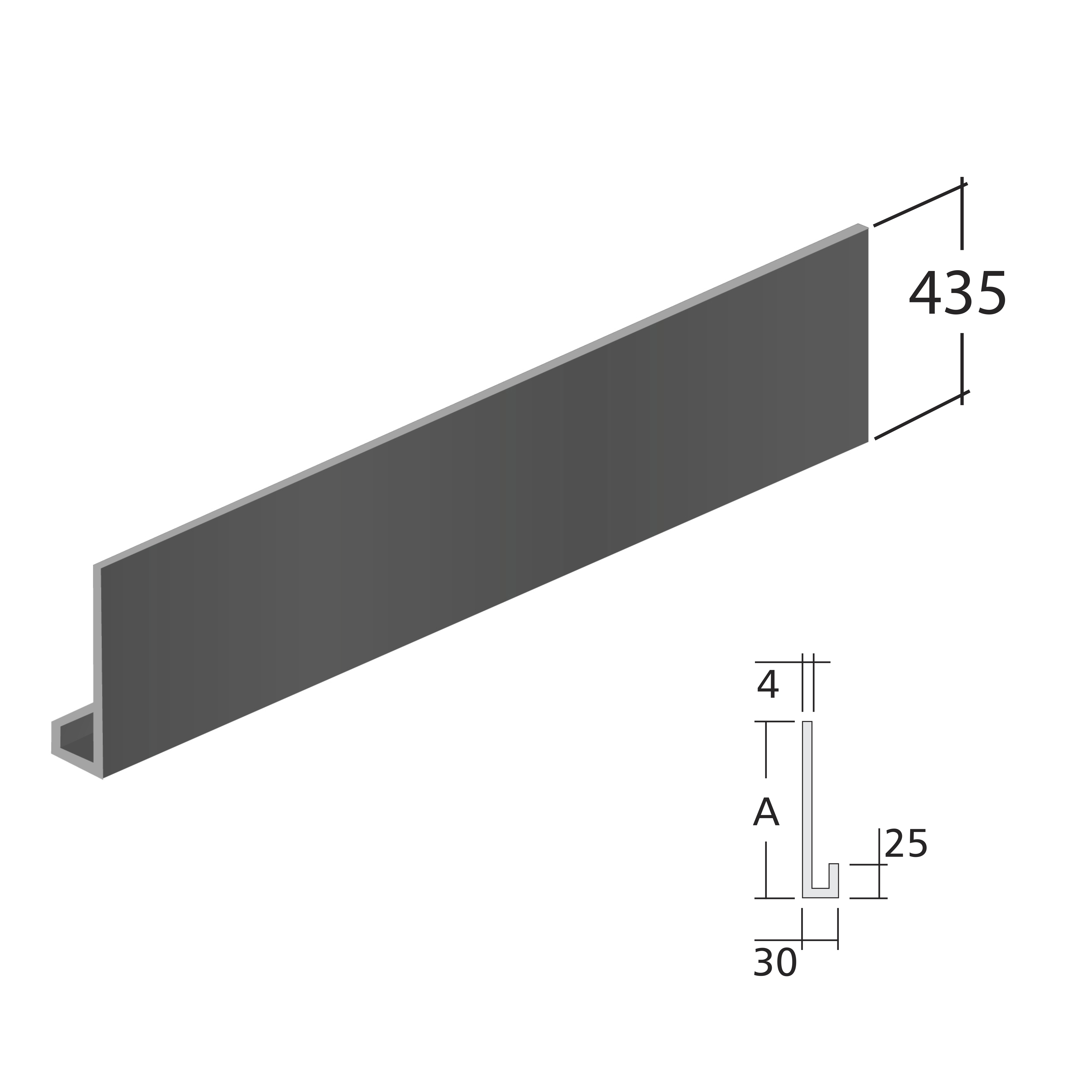 H-Section corner joint trim 90° (External 500x31mm)